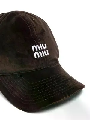 Miu Miu Velvet Baseball Cap - Brown