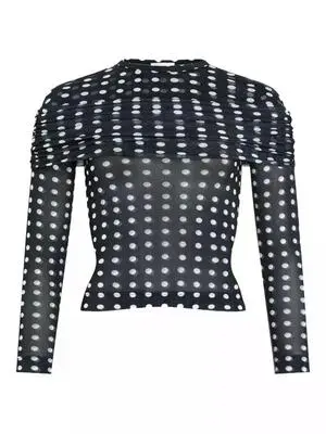PATOU Polka Dot Long Sleeve Blouse - Black
