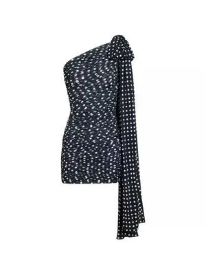 PATOU Polka-dot One-shoulder Mini Dress - Black