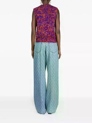 Dries Van Noten Wide Leg Printed Denim Pants