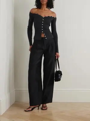 Staud Pierre Twill Wide-leg Trousers