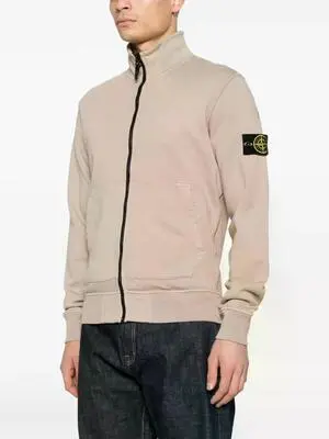 Stone Island Zip-up Sweater With Logo Patch