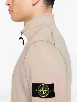 Stone Island Zip-up Sweater With Logo Patch