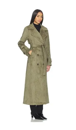 SNDYS. Faux Suede Trench Coat