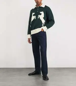 AMI Paris Wool-blend Intarsia Polo Sweater