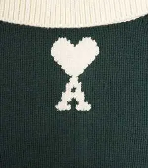 AMI Paris Wool-blend Intarsia Polo Sweater