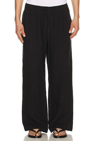 Commas Wide Leg Linen Trousers - Black