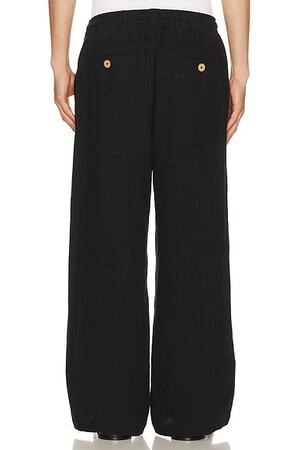 Commas Wide Leg Linen Trousers - Black