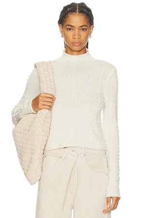 Guest In Residence Popcorn Knit Mock Neck Top