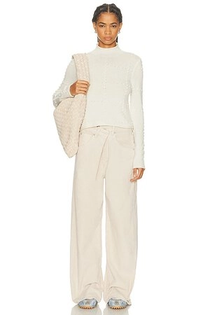 Guest In Residence Popcorn Knit Mock Neck Top