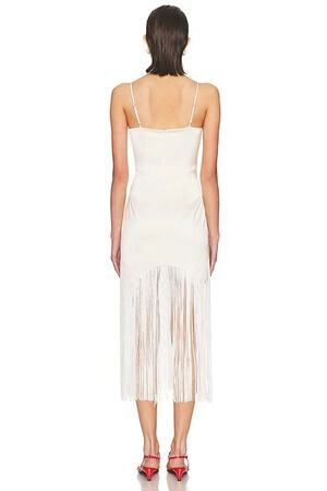 FLEUR DU MAL Satin Fringe Maxi Dress