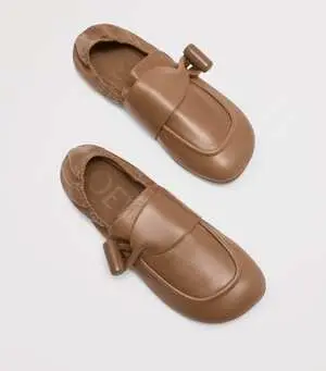 Loewe Leather Toggle Loafers - Brown