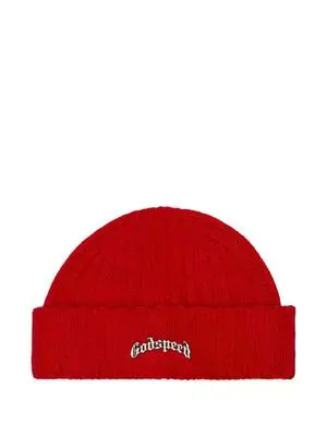 GODSPEED Ribbed Knit Logo Beanie - Red
