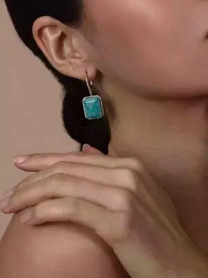 Shay 18kt White Gold Diamond And Amazonite Earrings