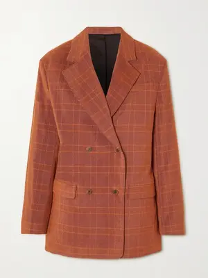 Alexander McQueen Biosis Double-breasted Checked Corduroy Blazer - Orange