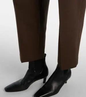 TOTEME Pleated Cropped Straight Trousers