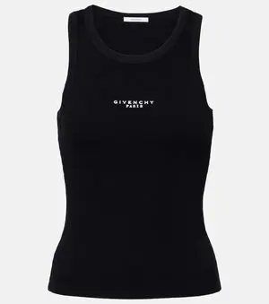 Givenchy Paris Logo Cotton Tank Top - Black