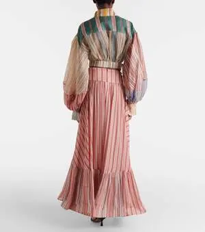 Zimmermann Rebellion Striped Midi Skirt