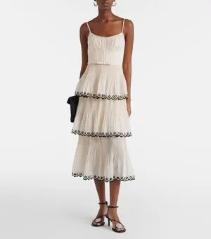 Zimmermann Embroidered Tiered Bustier Dress