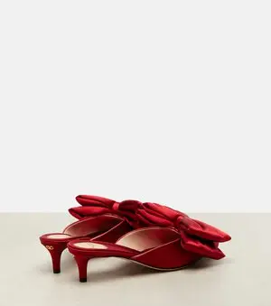 Valentino Garavani Yolande 45 Satin Mules With Bow Detailing - Red