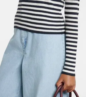 Max Mara Striped Cashmere Henley Sweater