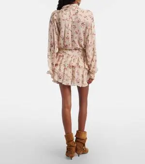 MARANT ETOILE Floral Ruffled Miniskirt - Beige