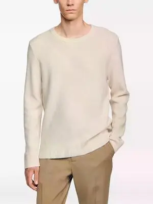 Sandro Seed-stitch Wool Crew Neck Sweater - Neutrals