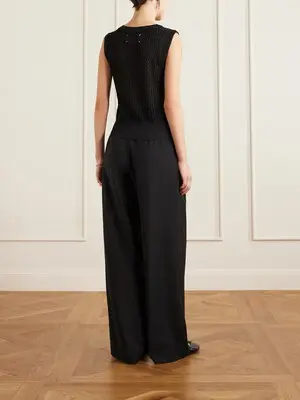 MAISON MARGIELA Ribbed Knit V-neck Tank - Black