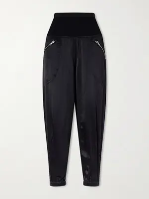 Co Cropped Zip-detailed Silk-satin Tapered Sweatpants