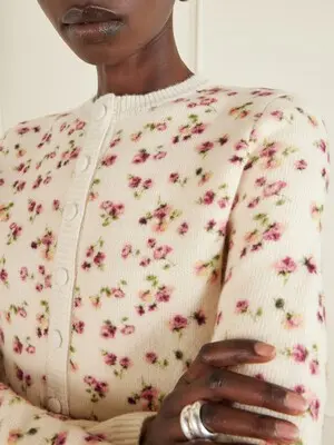Magda Butrym Floral-print Wool, Silk And Cashmere-blend Cardigan