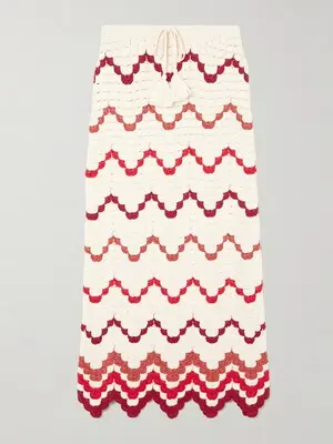 Escvdo Safi Crocheted Cotton Midi Skirt - Red