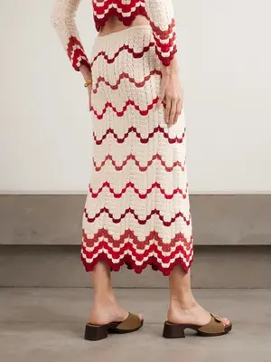 Escvdo Safi Crocheted Cotton Midi Skirt - Red