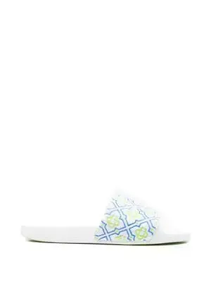 Casablanca Monogram Detail Open-toe Slides - White
