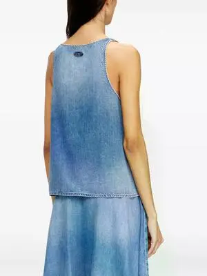 DIESEL® De-misy-s Top Scoop Neck Sleeveless Logo Detail - Blue