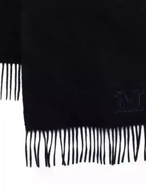 Max Mara Fringed-hem Logo-embroidered Scarf - Blue