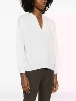 PUROTATTO V-neck Gathered Sleeve Sweater