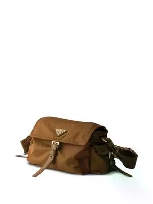 Prada Re-nylon Shoulder Bag With Leather Details - Brown