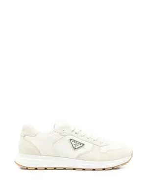 Prada Ivory Logo Plaque Lace-up Sneakers - Neutrals