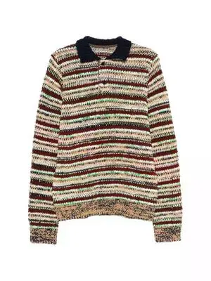Sacai Striped Polo Knitwear - Brown