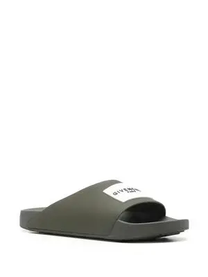 Givenchy Logo Detail Flat Sole Sliders - Green