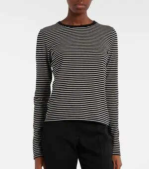 NILI LOTAN Simone Striped Cotton Jersey T-shirt