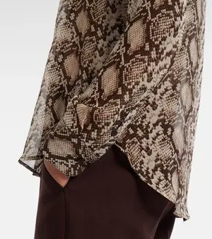 NILI LOTAN Gaia Snake-print Silk Shirt
