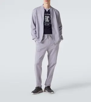 Brunello Cucinelli Cotton-blend Jersey Zip-up Sweater - Grey