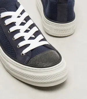 Brunello Cucinelli Monili Suede-trimmed Sneakers