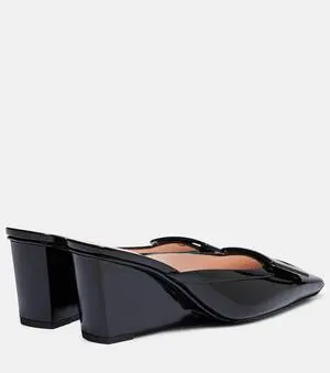 ROGER VIVIER Belle Vivier Leather Wedge Mules - Black