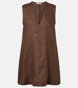 Asceno Derya Linen Minidress - Brown