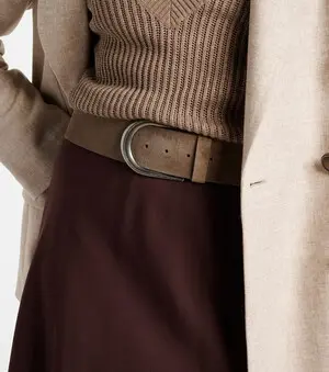 Brunello Cucinelli Monili Suede Belt - Beige