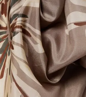 Brunello Cucinelli Floral Silk Twill Scarf