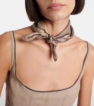 Brunello Cucinelli Floral Silk Twill Scarf