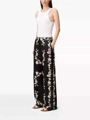 Claudie Pierlot Wide-leg Floral Print Trousers - Black